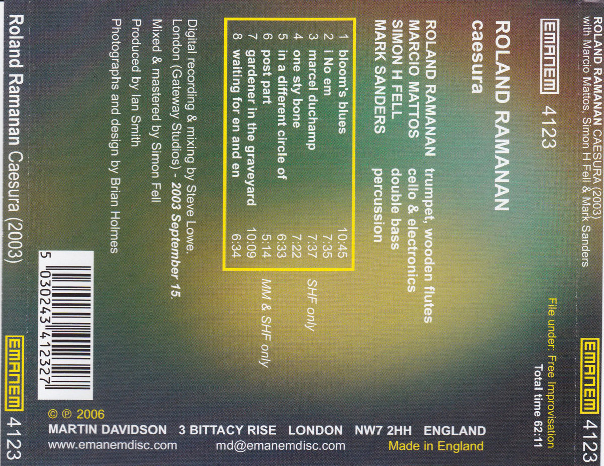 Caesura | Roland Ramanan | Bruce's Fingers