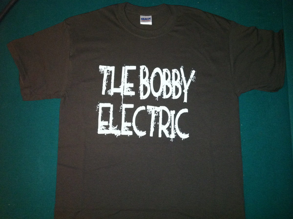 The Bobby Electric - Blue on Brown Awesome Font T-Shirt | The Bobby ...