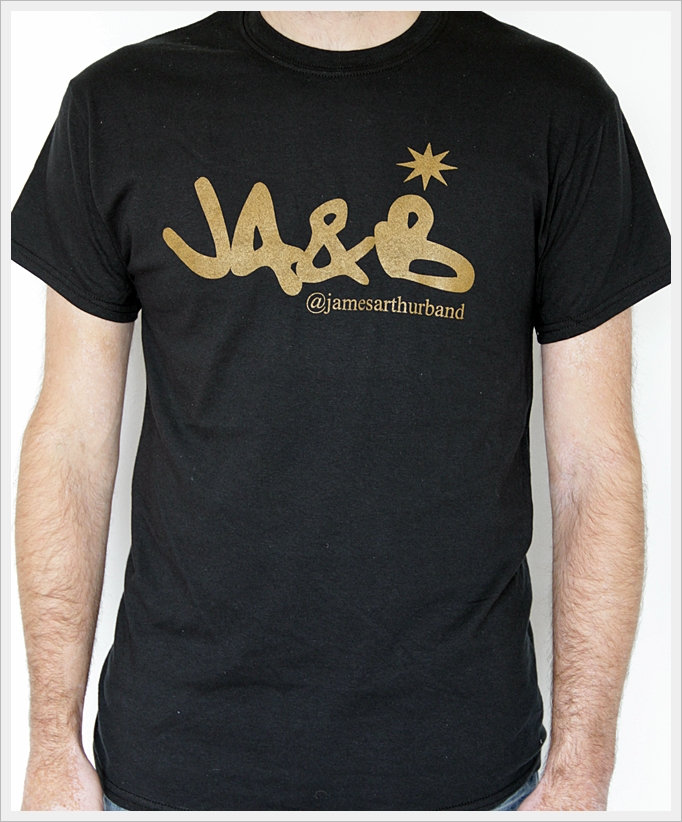 James Arthur & Band Logo T-Shirt, Black/Gold Print | The James Arthur Band