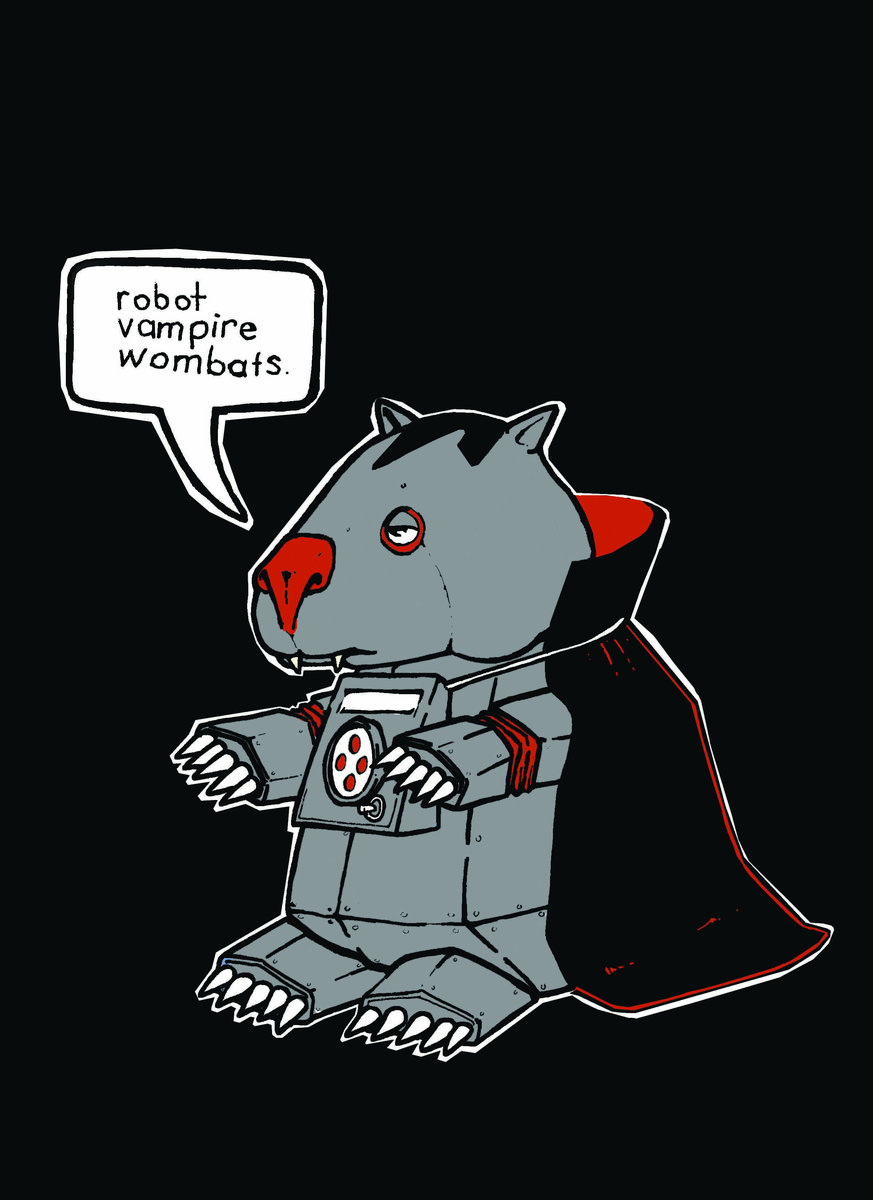 Robot Vampire Wombat T-shirt | The Fuxedos