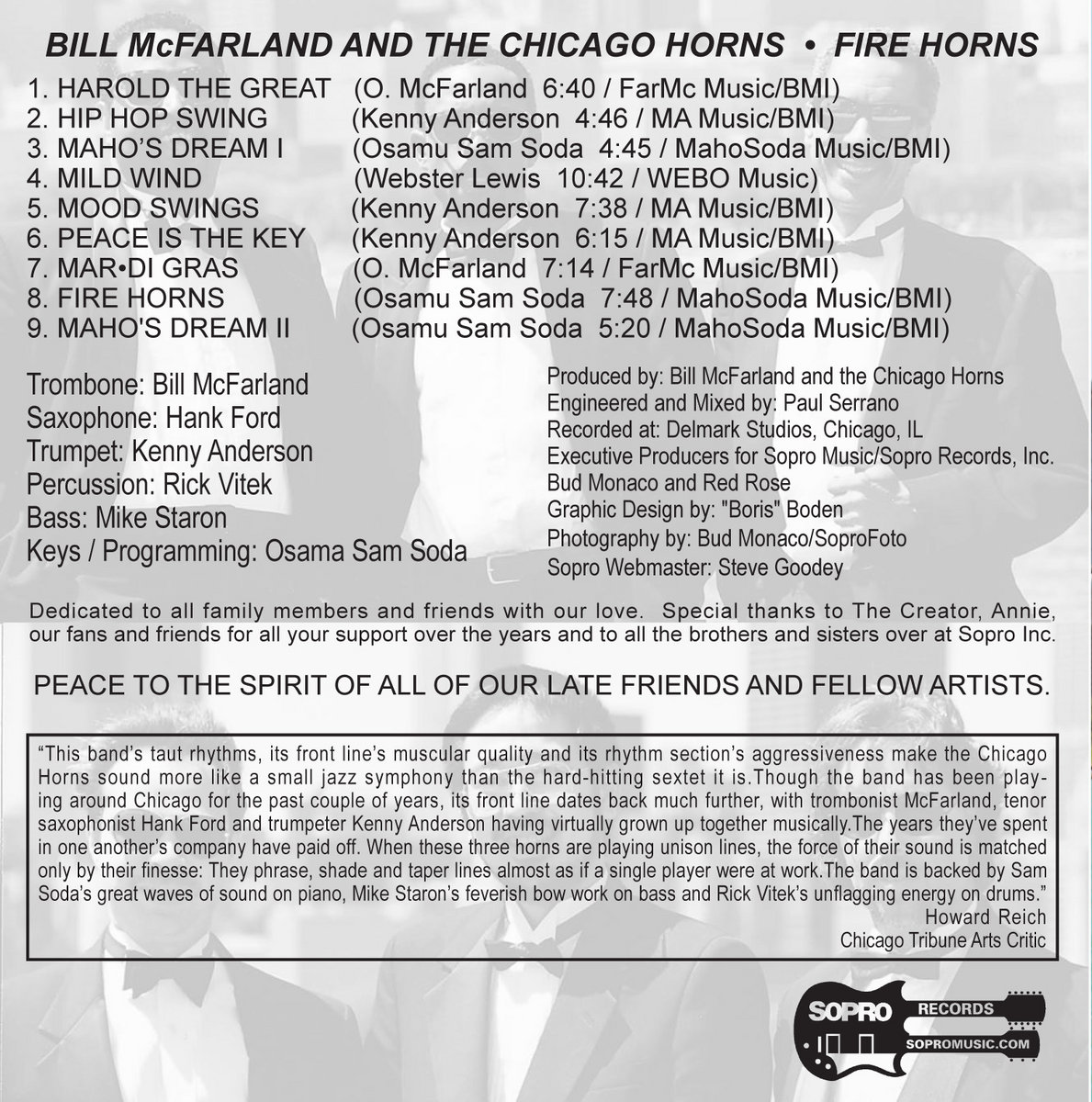 Bill McFarland & The Chicago Horns - Fire Horns | Sopro Music