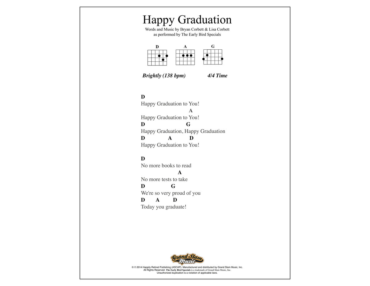 Graduation Song - Lead Sheet - English | The Early Bird Specials