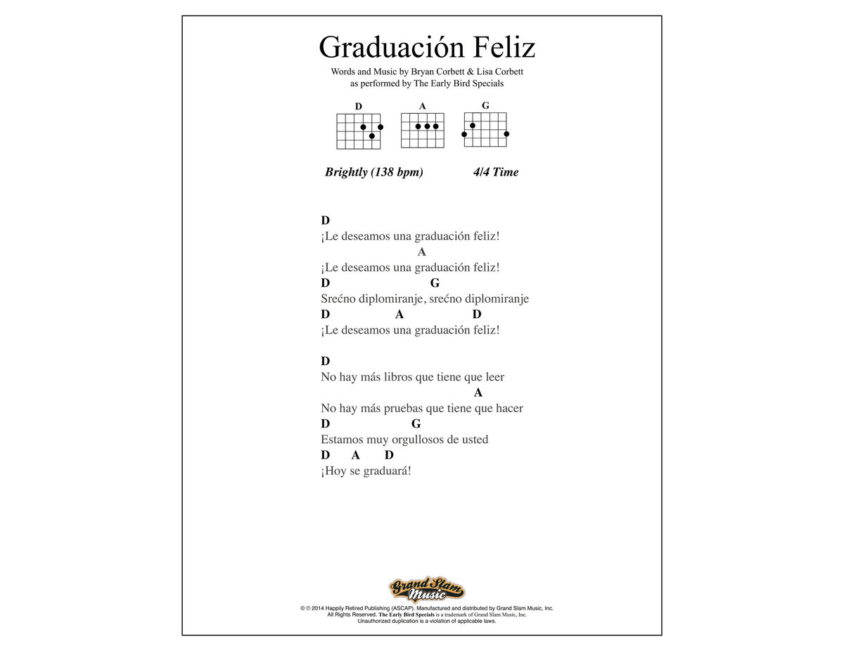 Graduation Song - Lead Sheet - Spanish | The Early Bird Specials