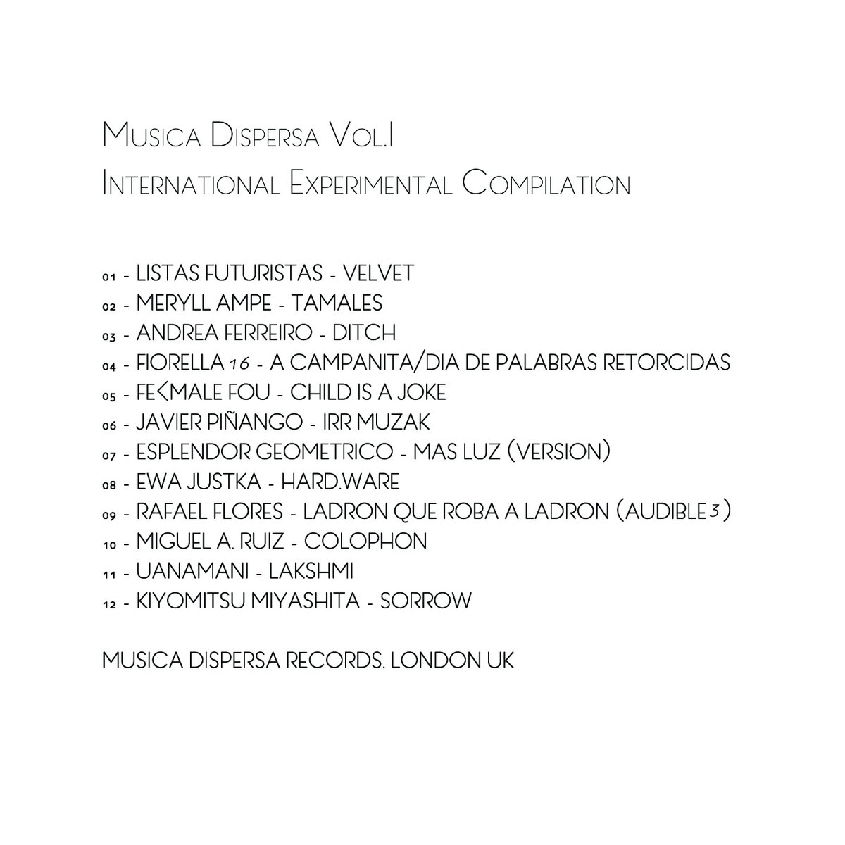 Musica Dispersa 01 International Experimental Compilation | Various ...
