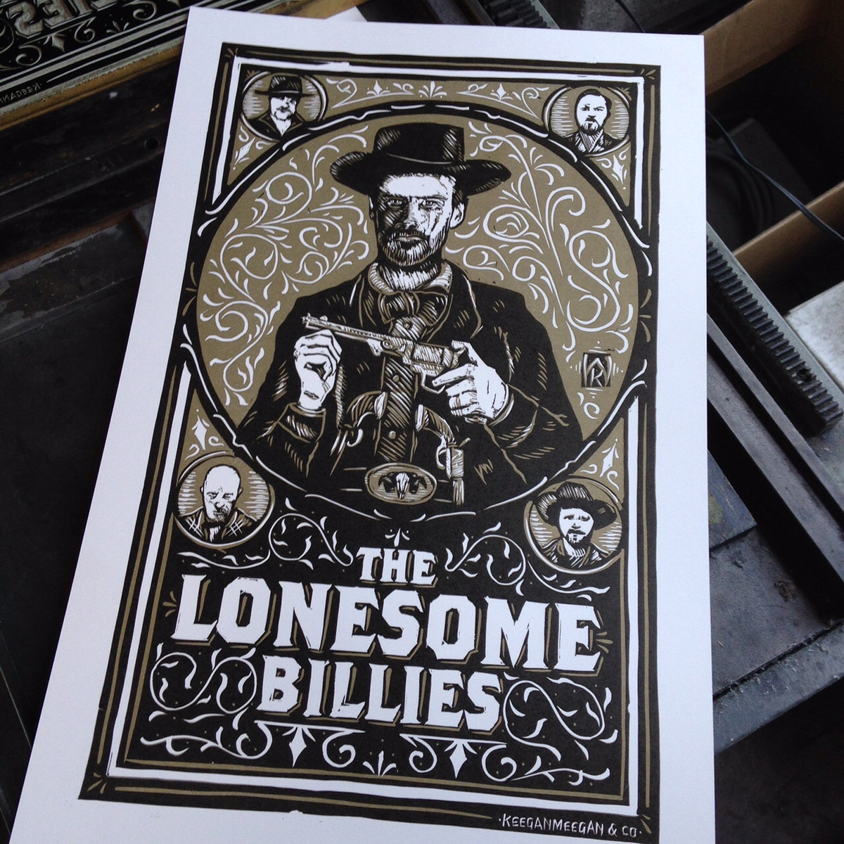 Limited Edition Linocut Poster - 11x17 | The Lonesome Billies