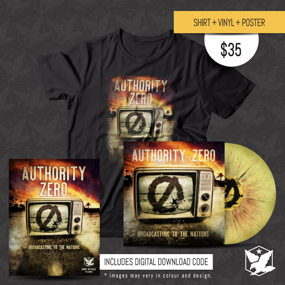 Authority Zero Album Cover Shirt + Poster + Splattered Vinyl | Bird ...
