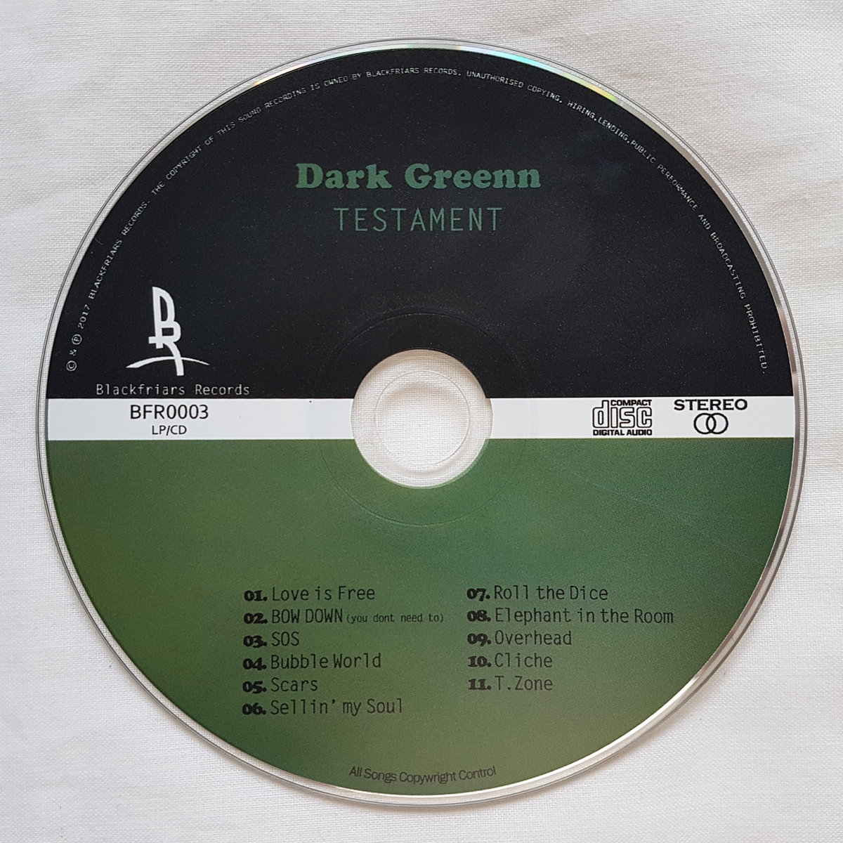 Testament | Dark Greenn | Blackfriars Records