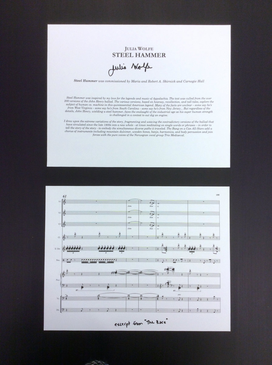 Steel Hammer Score Print (signed & mounted) | Julia Wolfe