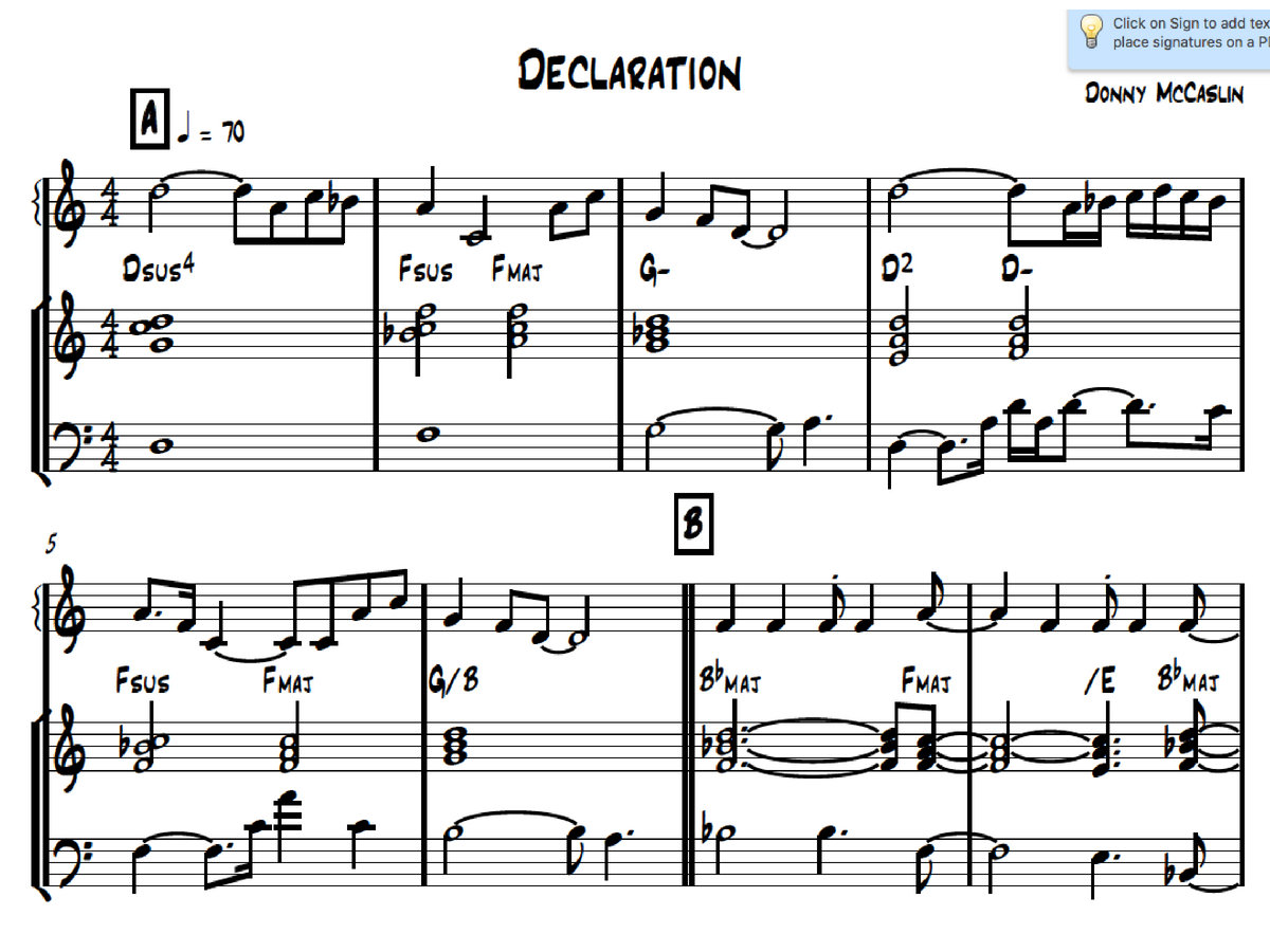Donny McCaslin | Declaration | Lead Sheets | Sheet Music