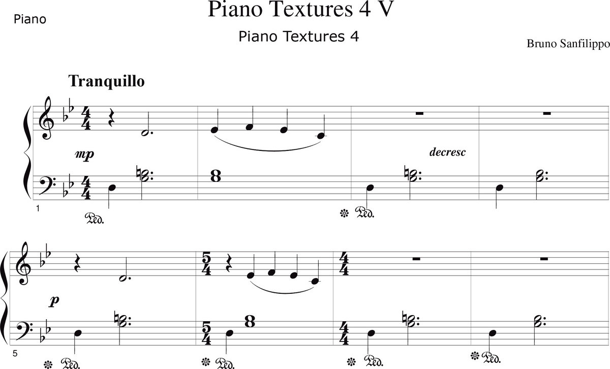 Piano Textures 4 V - Sheet Music Piano Solo - .pdf | Bruno Sanfilippo