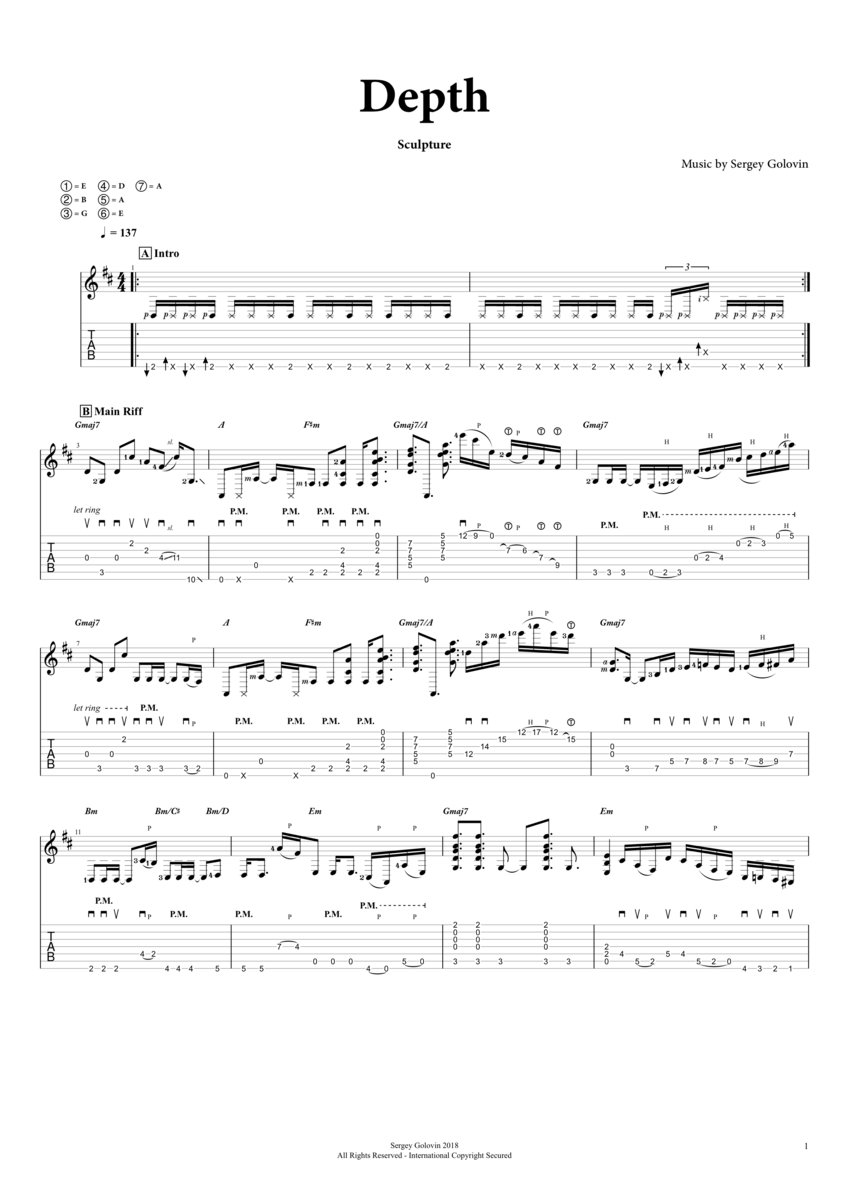 "SCULPTURE" Complete Guitar Transcription And Backing Tracks | Sergey Golovin