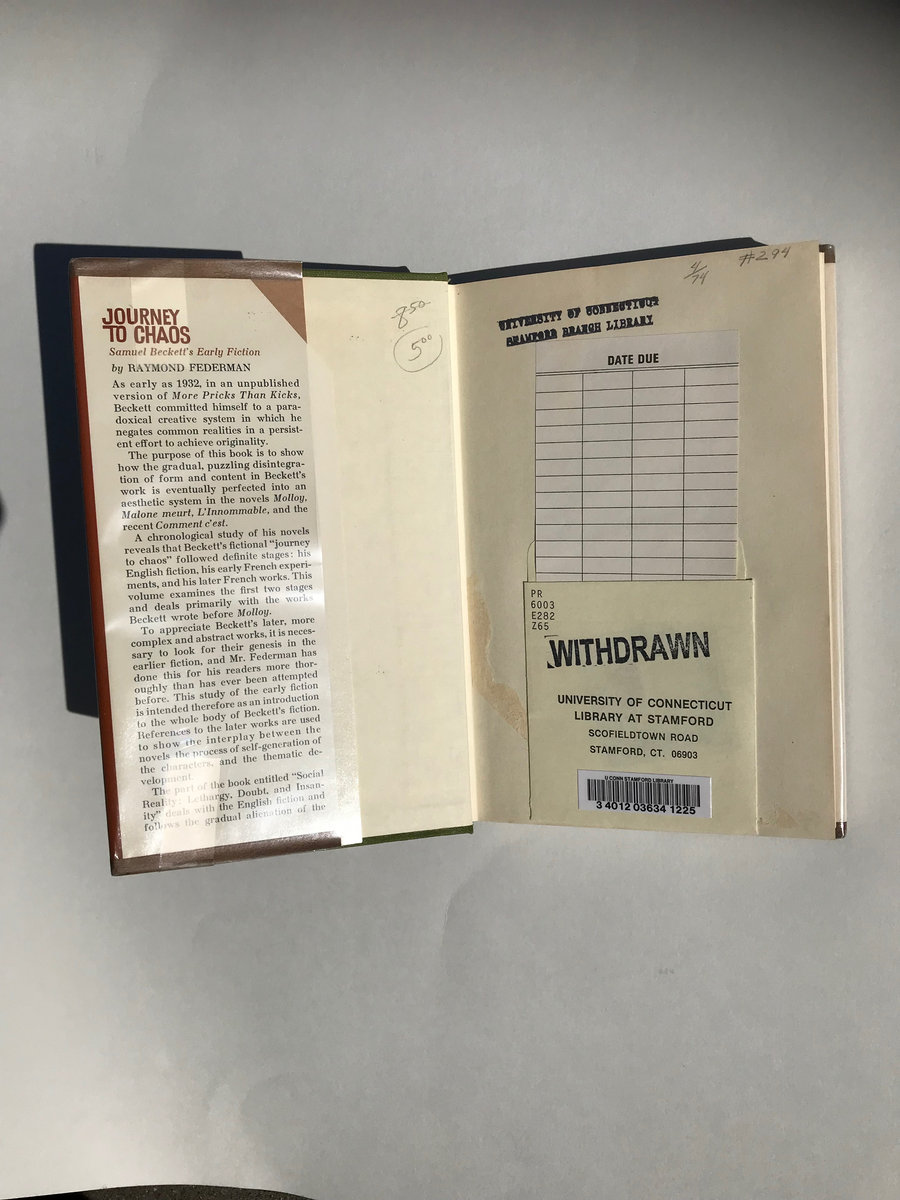 Journey to Chaos: Samuel Beckett's Early Fiction (1965) by Raymond ...