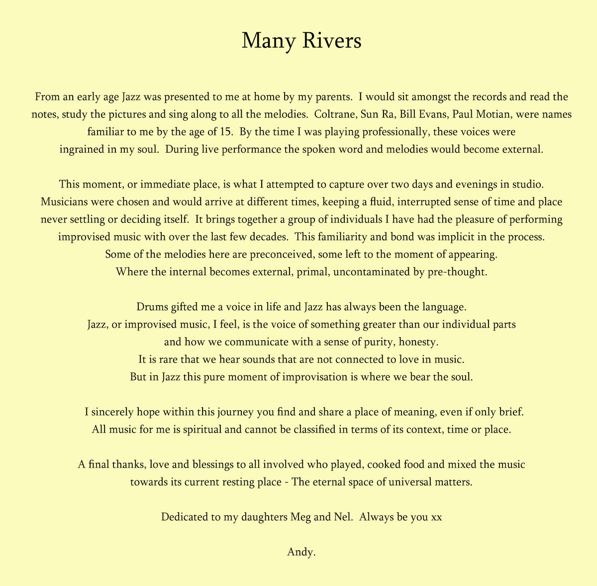 Many Rivers. | Andy Hay