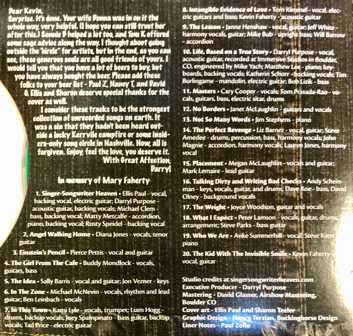 Singer Songwriter Heaven - the songs of Kevin Faherty 2009 | Kevin ...