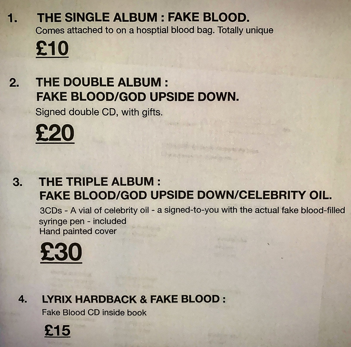 fake blood sample | babybird | stephen jones