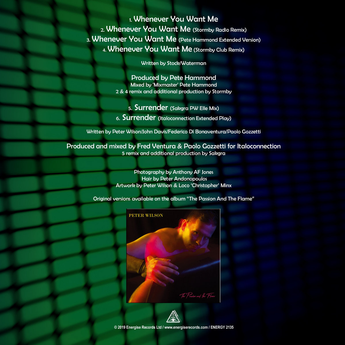 Whenever You Want Me | Peter Wilson | Energise Records