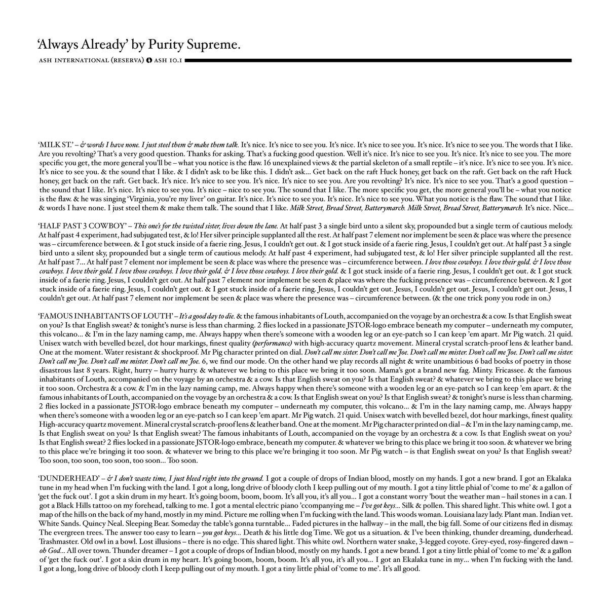 Always Already | Purity Supreme | Ash International