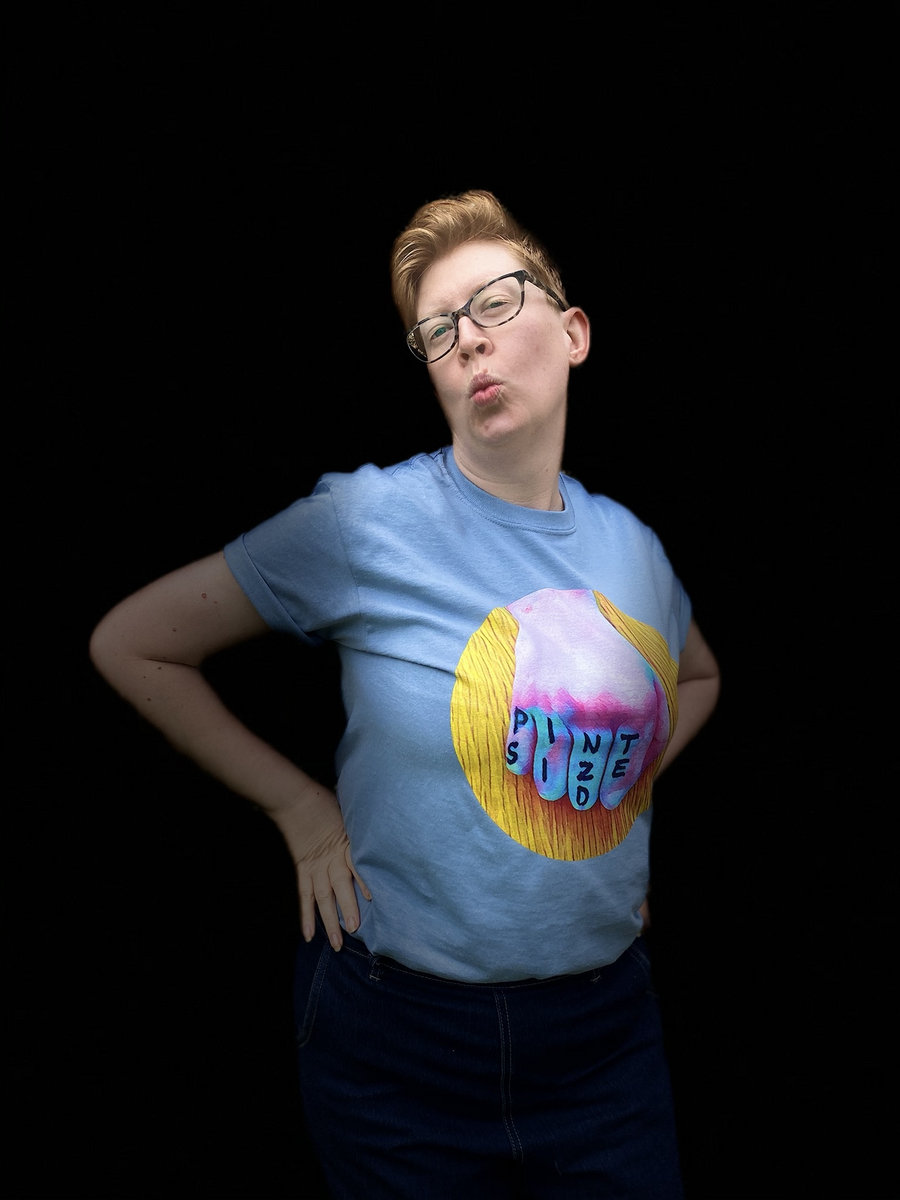 pint-sized fist design t-shirt #1 (stone blue) | pint-sized punk zine