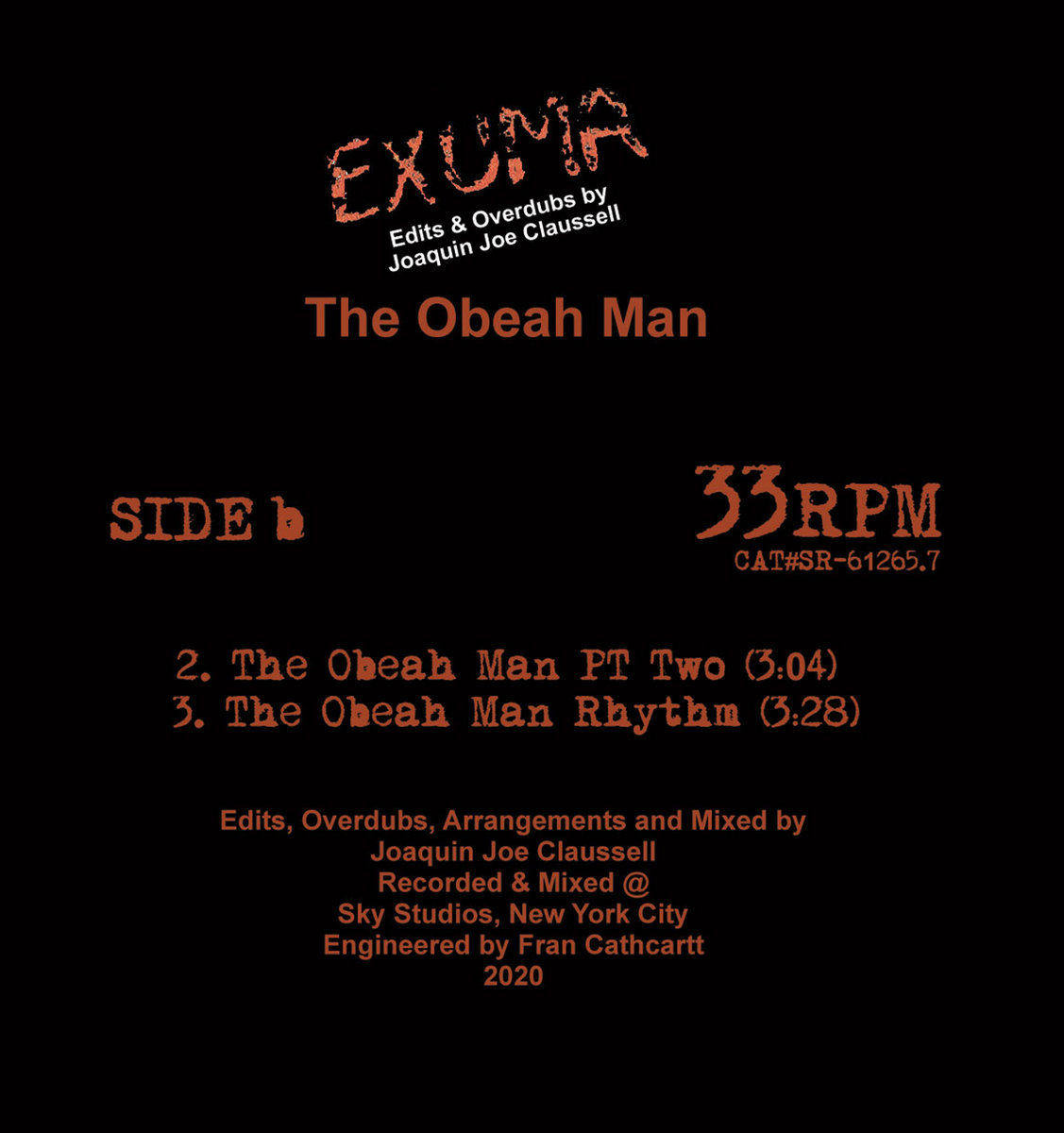 Unofficial Edits & Overdubs: Exuma " The Obeah Man " 7" Vinyl New ...