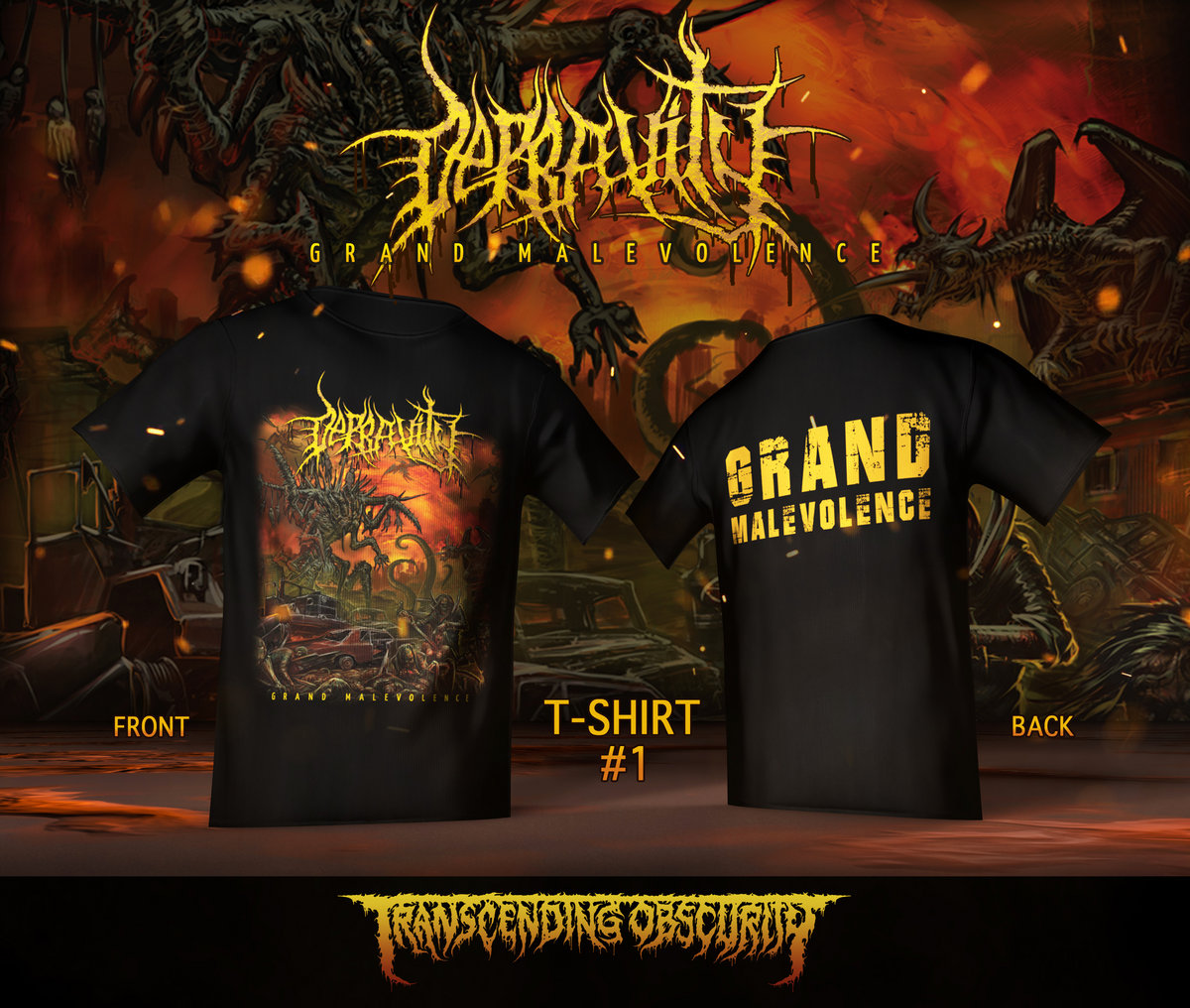 DEPRAVITY 'Grand Malevolence' Front Back Print T-shirt Variant #1 ...