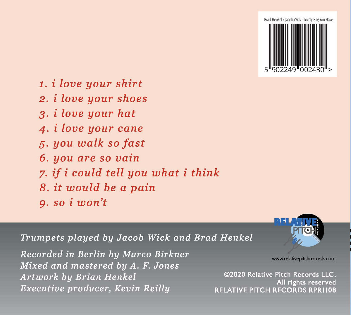 Lovely Bag You Have | Brad Henkel, Jacob Wick | Relative Pitch Records