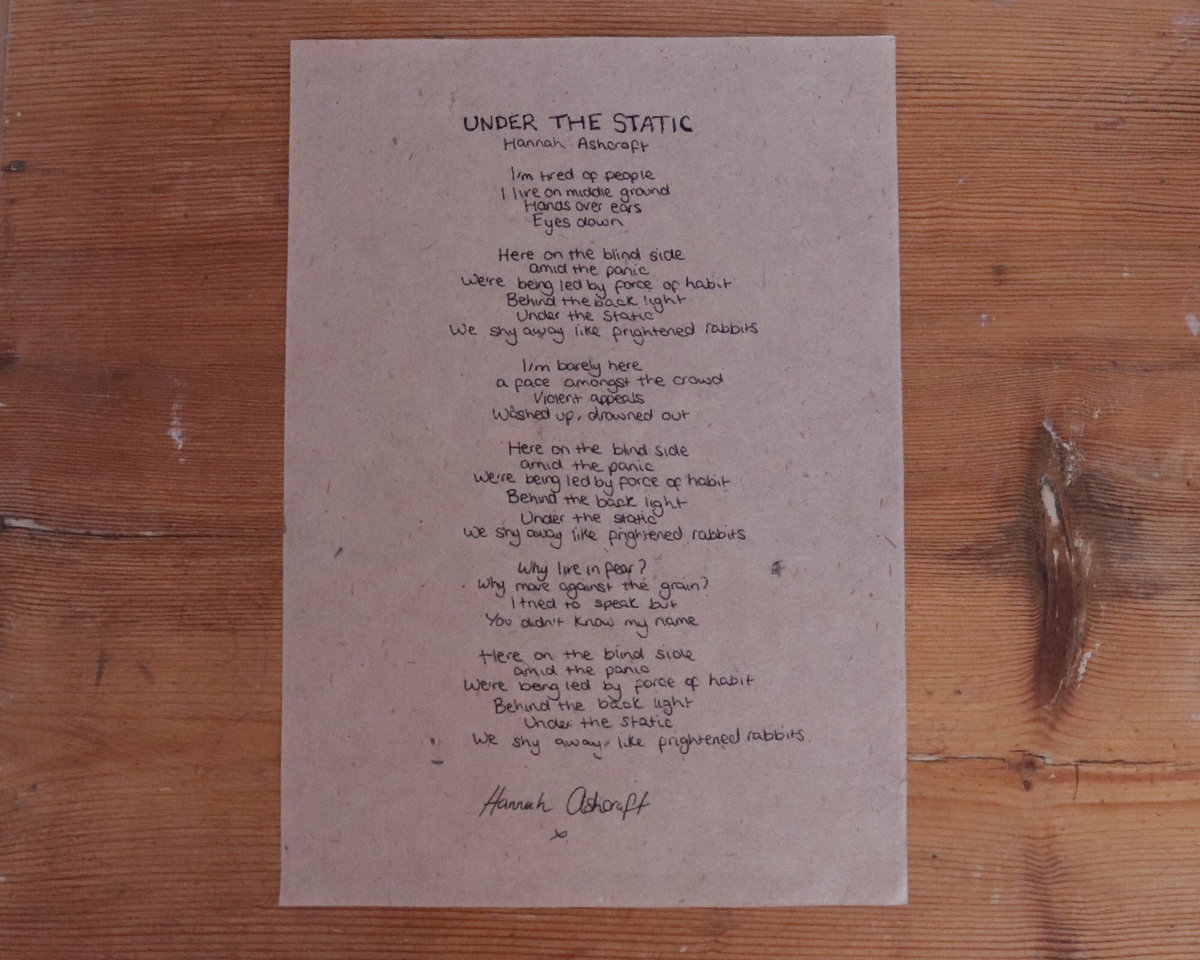 Hand Written Lyric sheet | Hannah Ashcroft