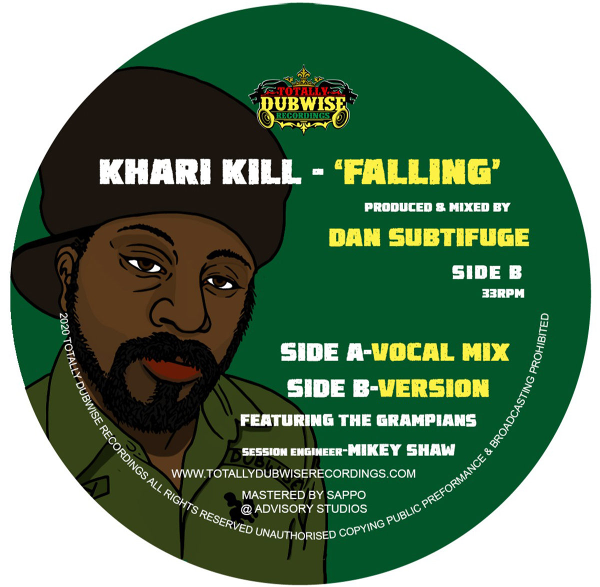 Khari Kill│ Falling│Limited Edition Poly Vinyl | Totally Dubwise Recordings