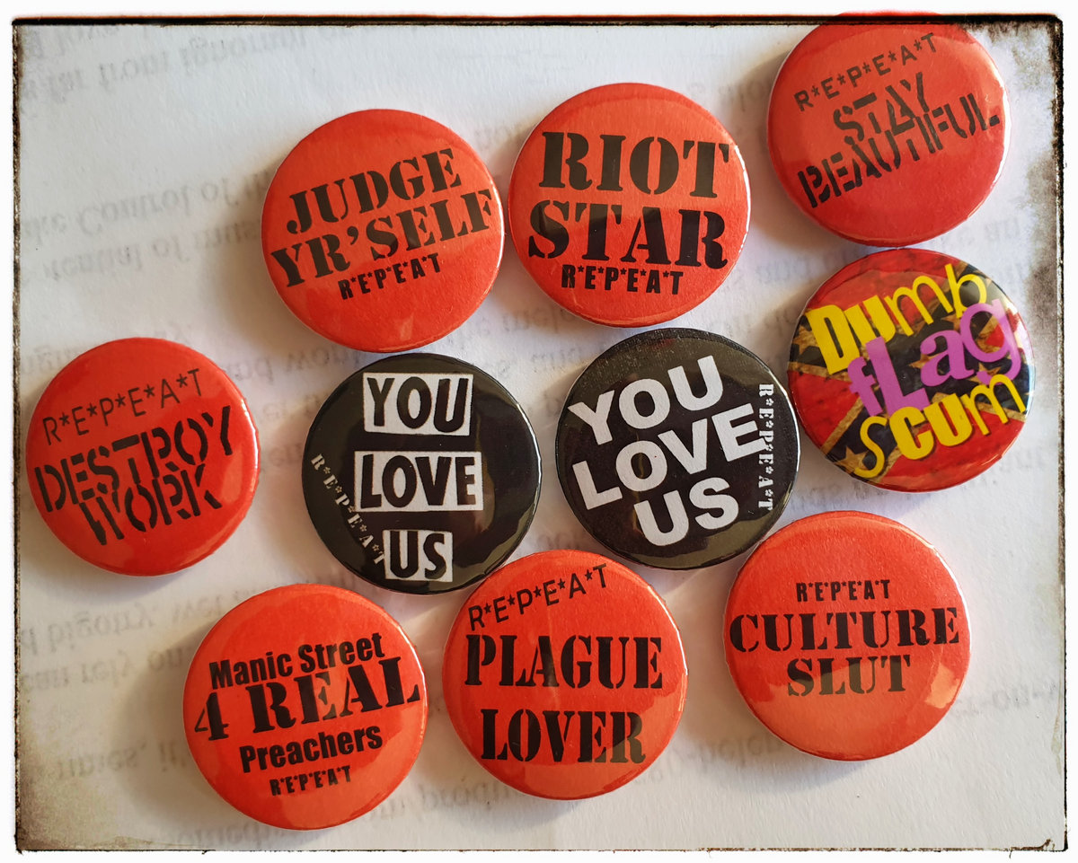 Five Manic Street Preachers inspired badges | R*E*P*E*A*T Records