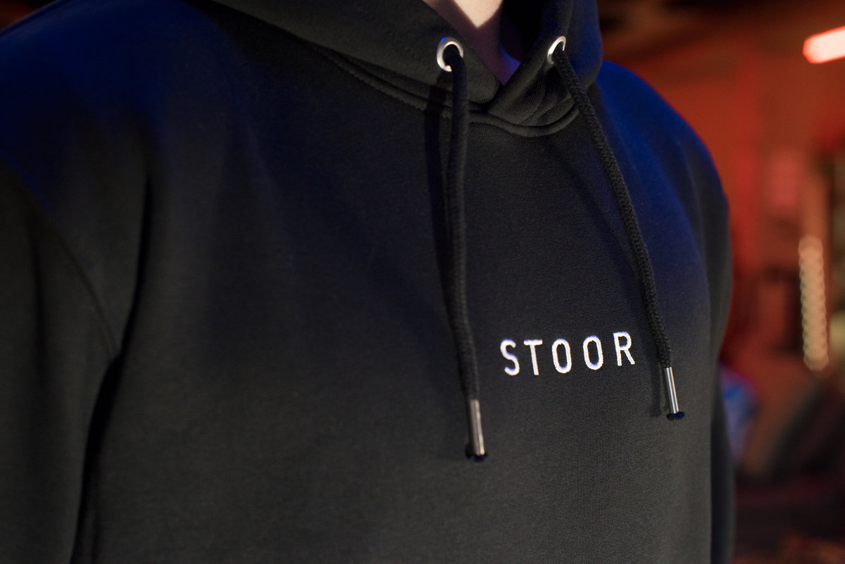 STOOR Logo Hoodie White on Black | STOOR