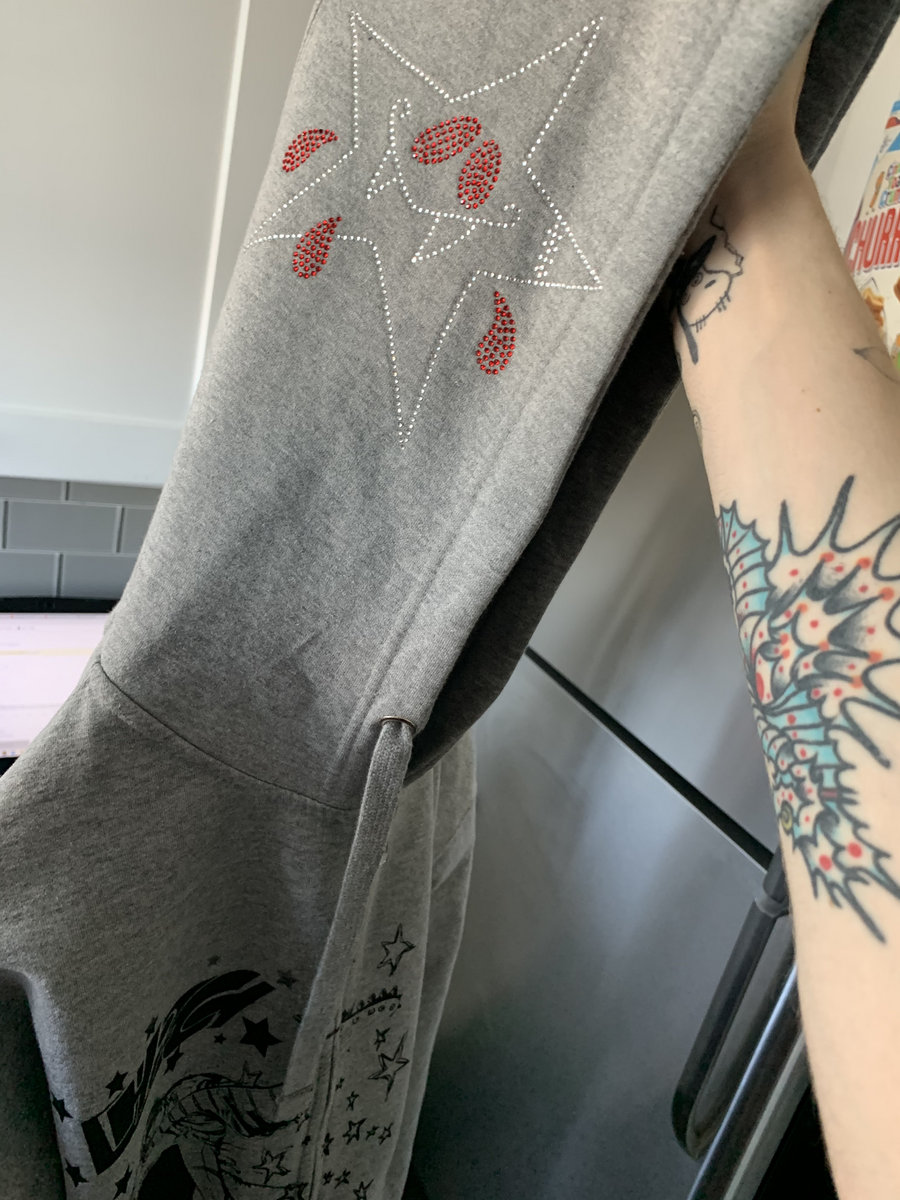 Hi-c No More Heros x Vampstar Rhinestone Hoodie Black/Grey | yung hi c