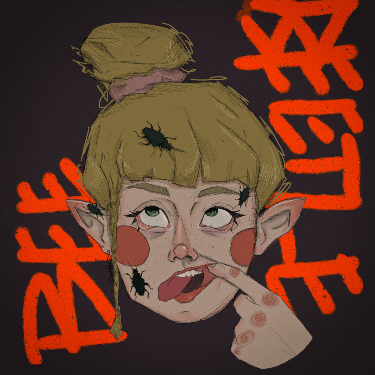 from behind messy hair | beetle bee