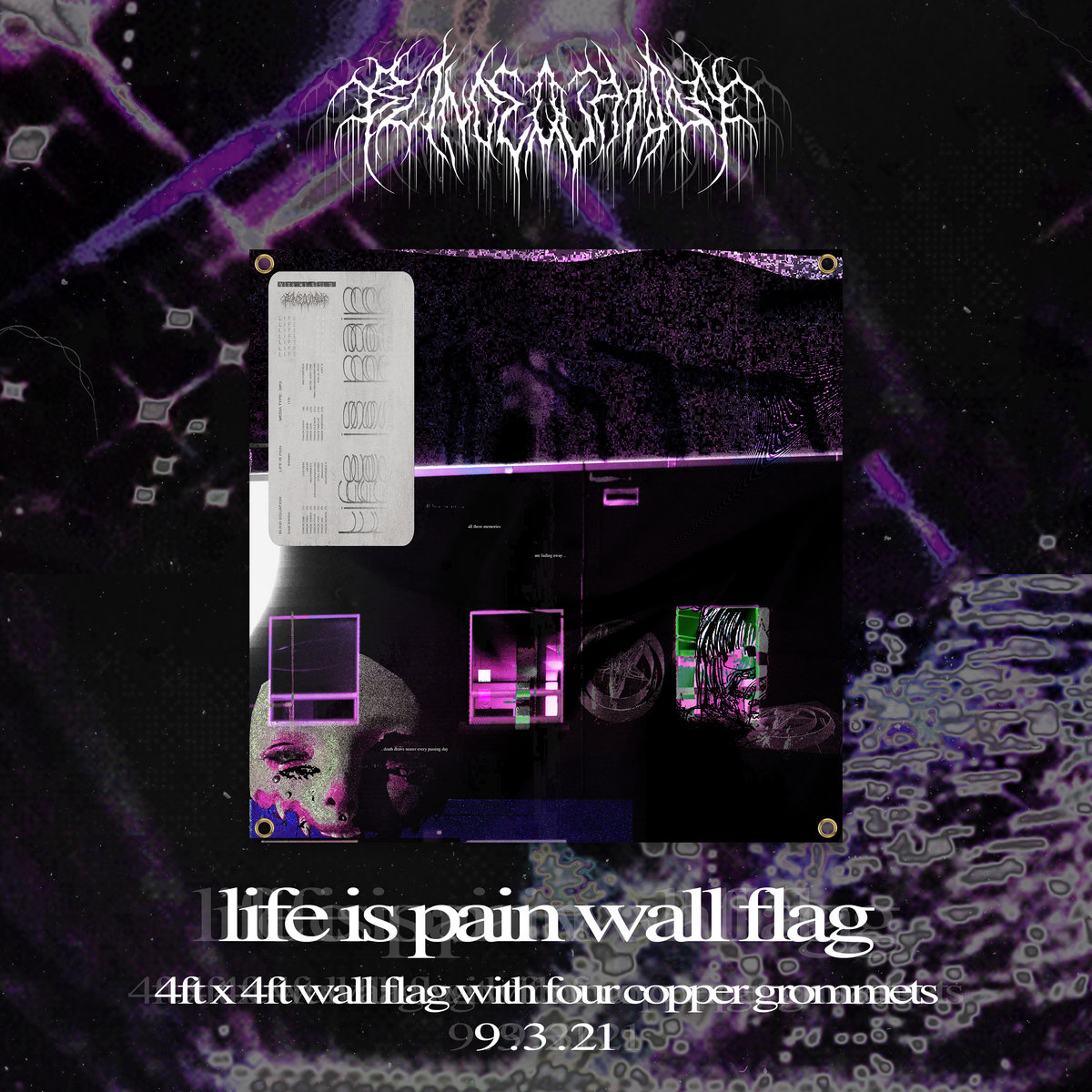 LIFE IS PAIN 4x4 Wall Flag | Blind Equation