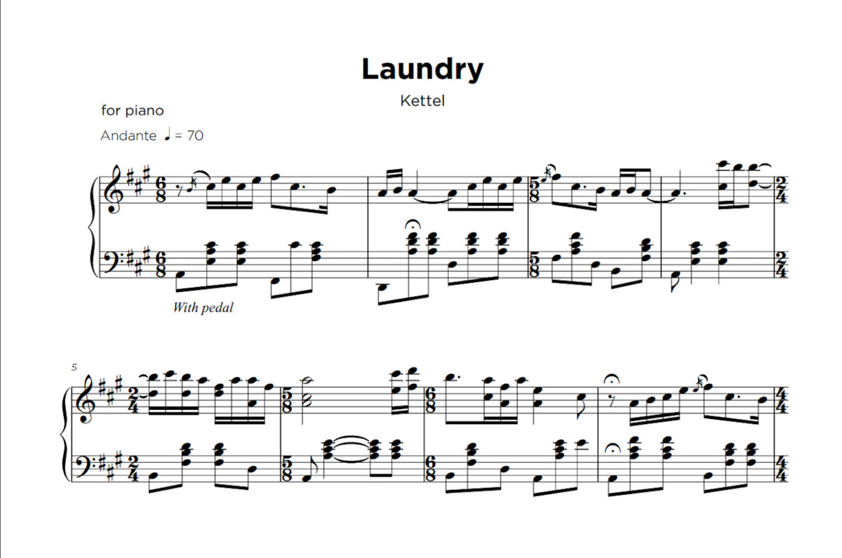 "Laundry" digital sheet music for piano | Kettel