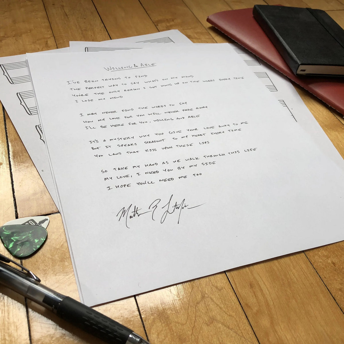 Handwritten Song Lyrics | Matt Litzinger