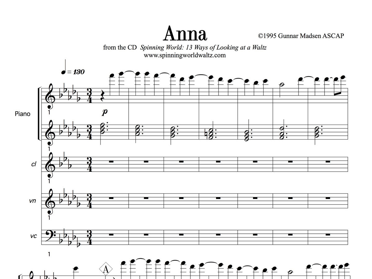 Anna - Full Score Sheet Music (PDF) | Gunnar Madsen