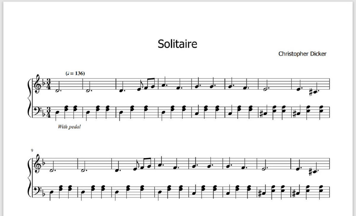 Solitaire Sheet Music Christopher Dicker 2712