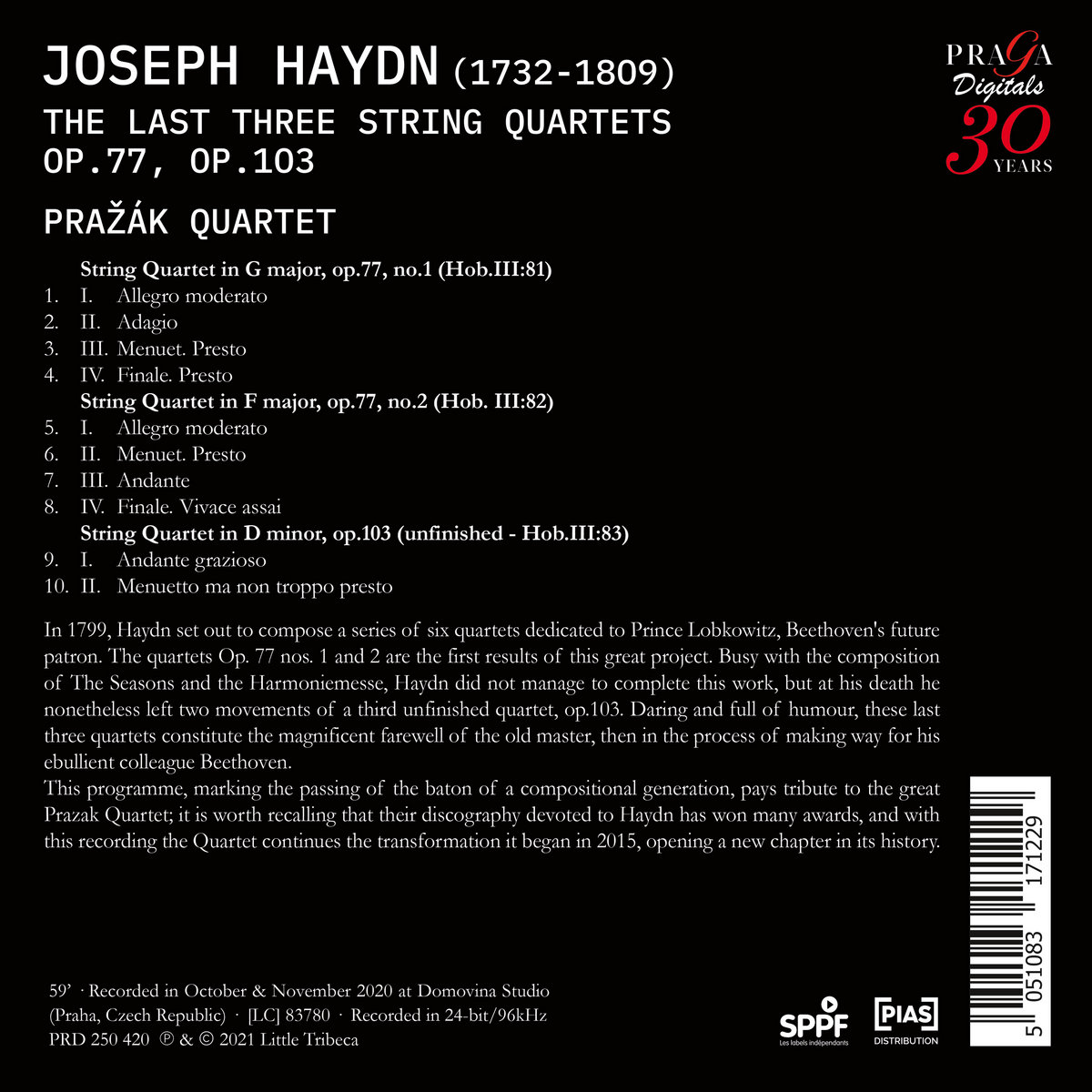 Haydn : The Last Three String Quartets, Opp. 77 & 103 | Prazak Quartet