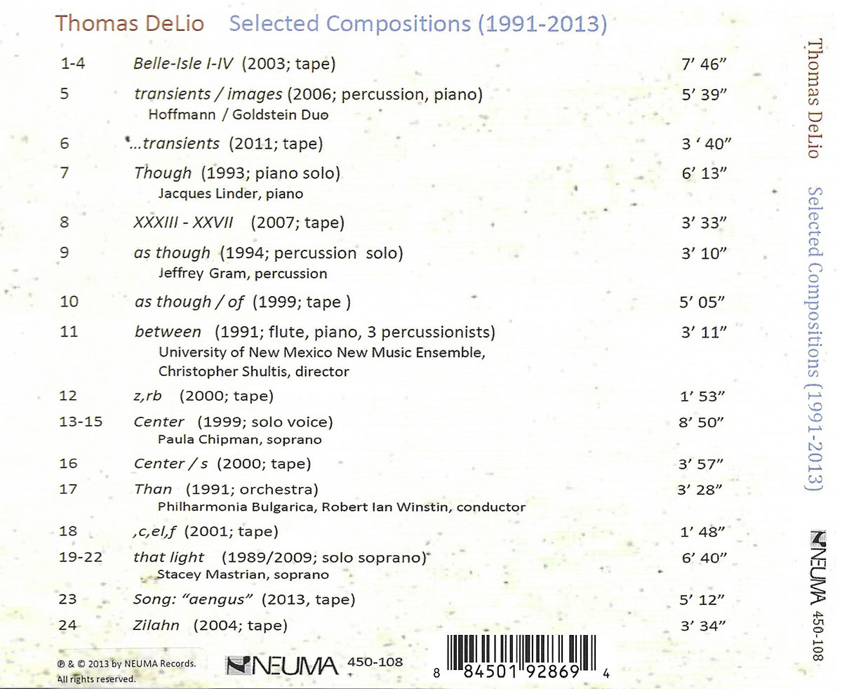 Selected Compositions I (1991-2013) | Thomas DeLio