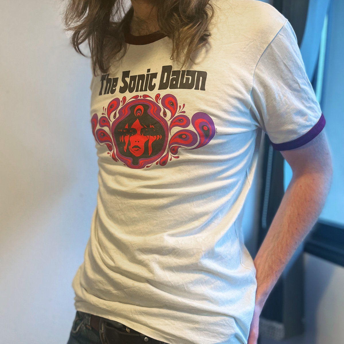 Old-School Ringer T-Shirt, Natural/Maroon | The Sonic Dawn