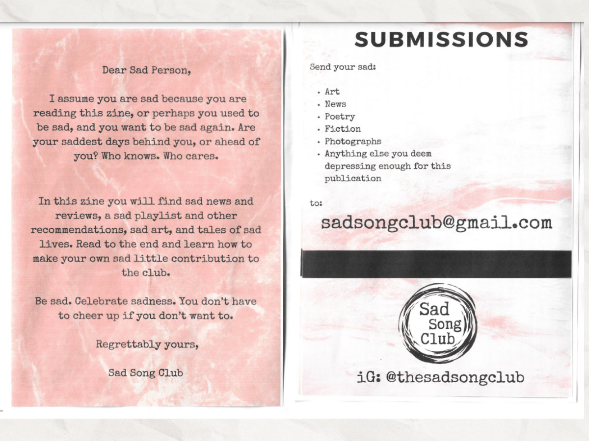 Sad Zine #1 | Sad Song Club
