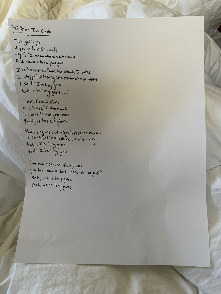 Talking in code - handwritten lyrics | Richard Edwards