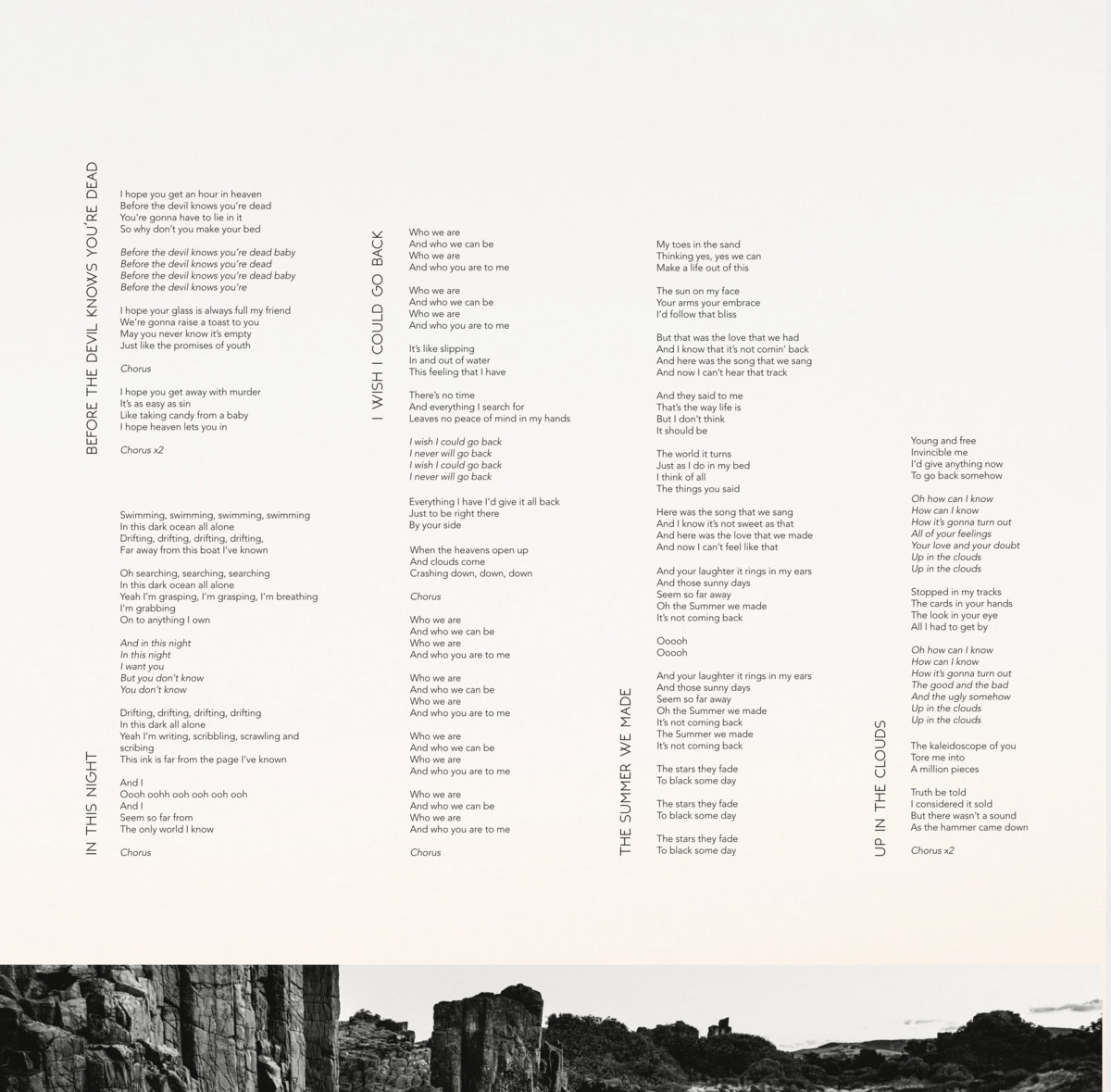 Lyric sheet for 12" vinyl record | Christine Jane