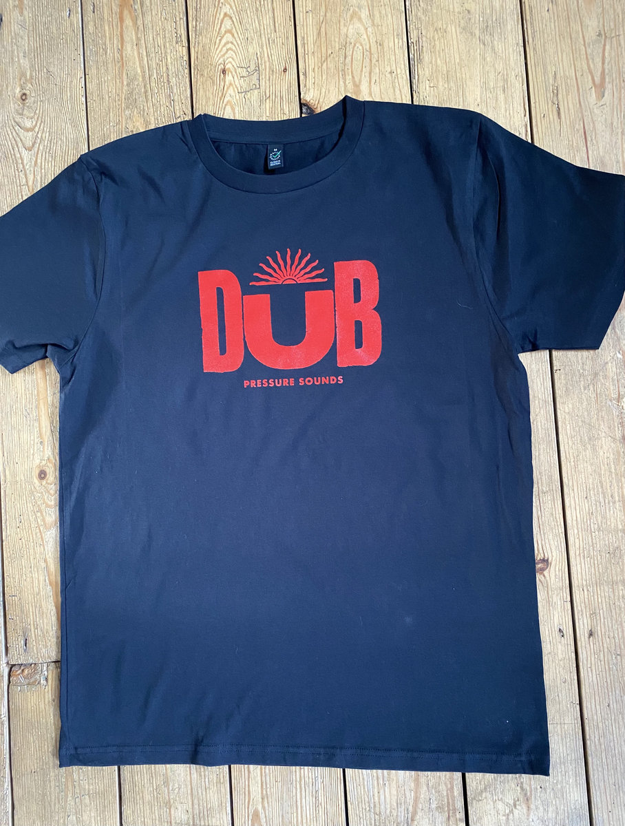 Dub Sun print Red on Black t shirt | Pressure Sounds