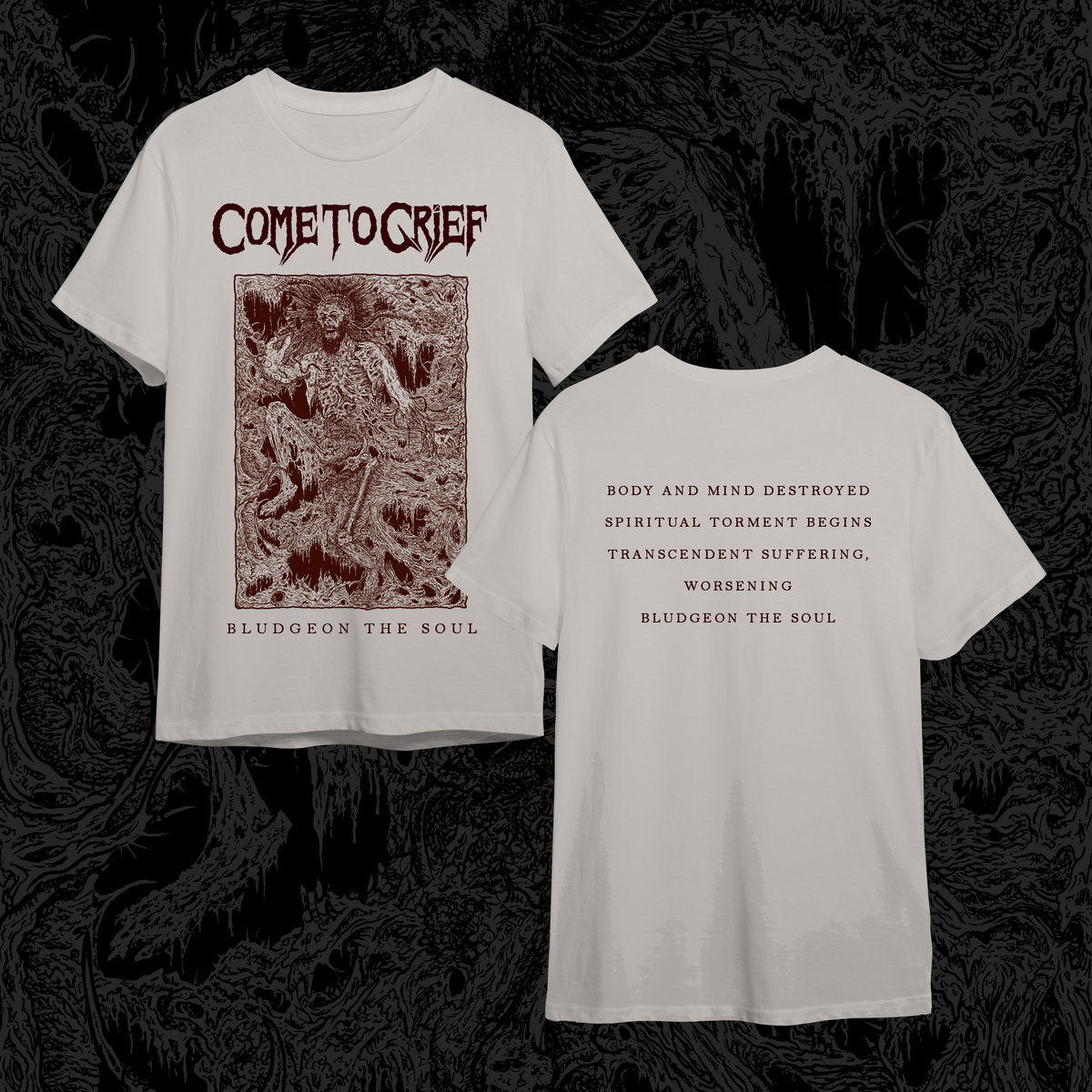 Come to Grief - "Bludgeon the Soul" t-shirt (white/red) | Come to Grief