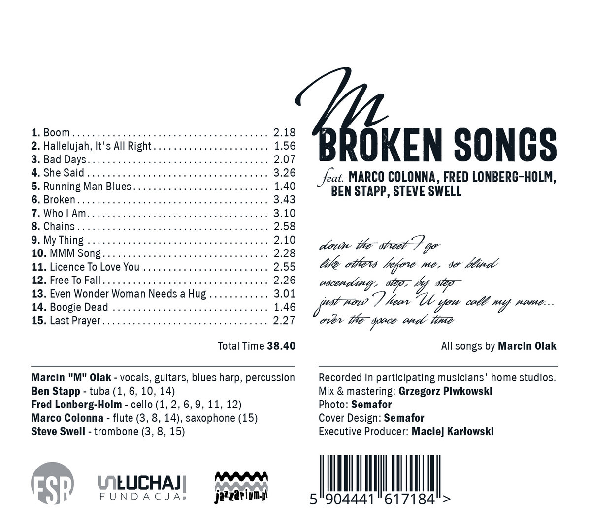 Broken Songs | M feat. Ben Stapp, Fred Lonberg-Holm, Marco Colonna ...