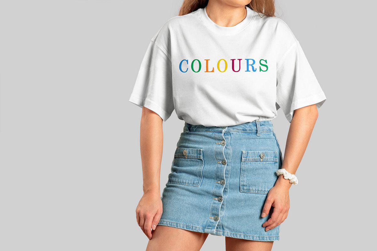 Embroidered White 'COLOURS' Tee (True Colours 20th Anniversary) | High ...