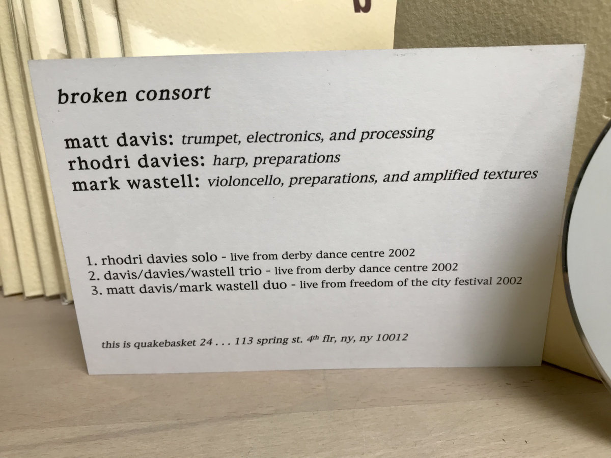Broken Consort (Matt Davis, Rhodri Davies, Mark Wastell) - Done (CD ...