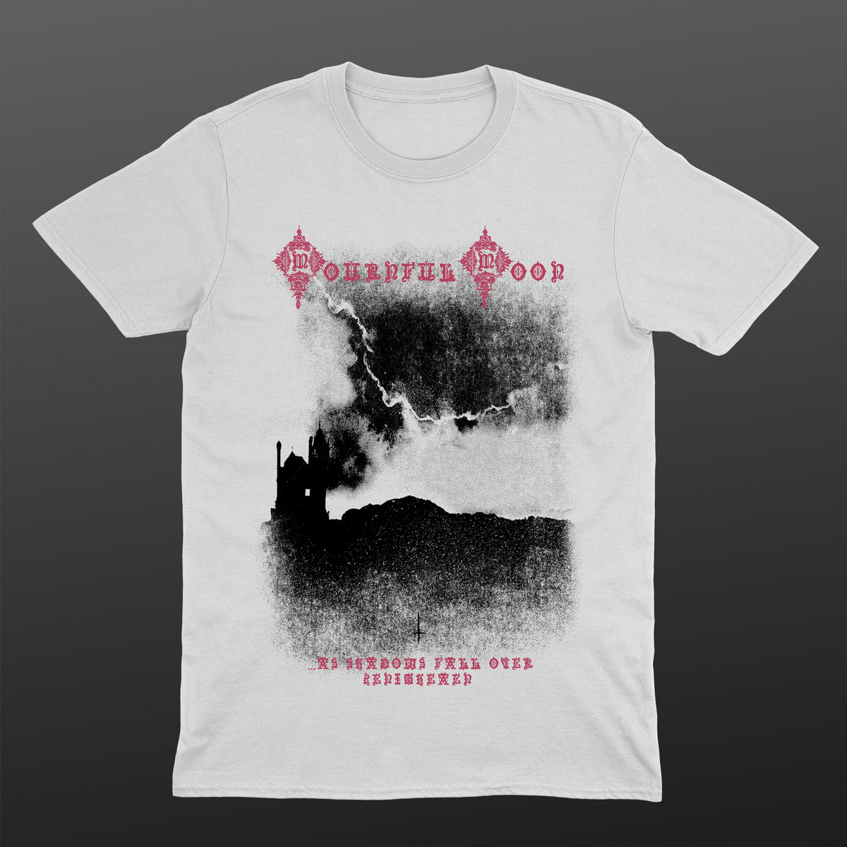 As Shadows Fall Over Zenitheaen" White T-Shirt | Mournful Moon
