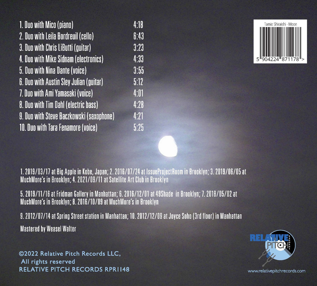 月 (Moon) | Tamio Shiraishi | Relative Pitch Records