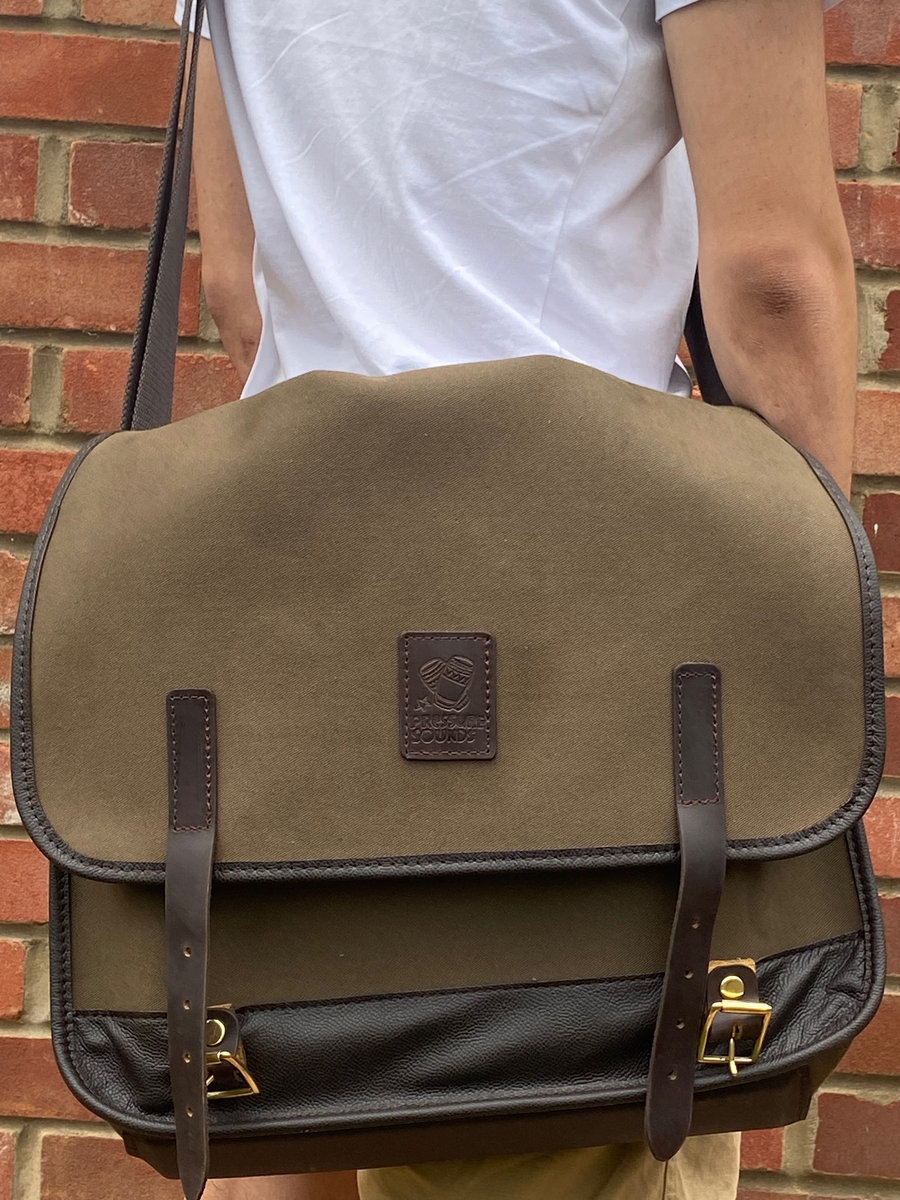 Leather and Canvas record bag | Pressure Sounds
